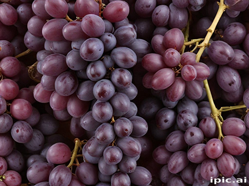 A Close-Up View of Fresh, Juicy Red and Purple Grapes Together.