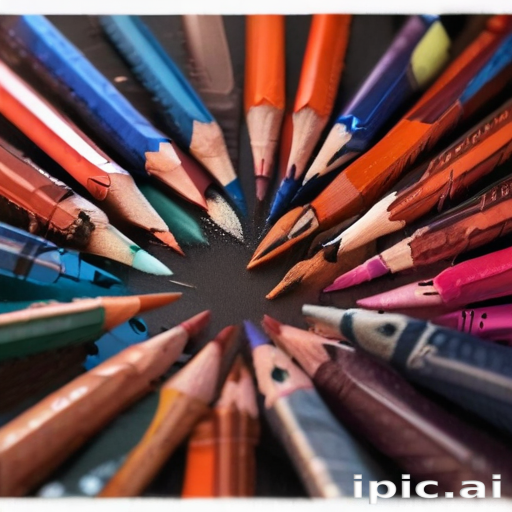 Colorful Array of Crayons and Colored Pencils Arranged in a Circle