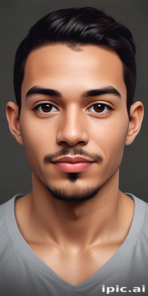Realistic Portrait of a Young Man with Expressive Eyes and Hairstyle