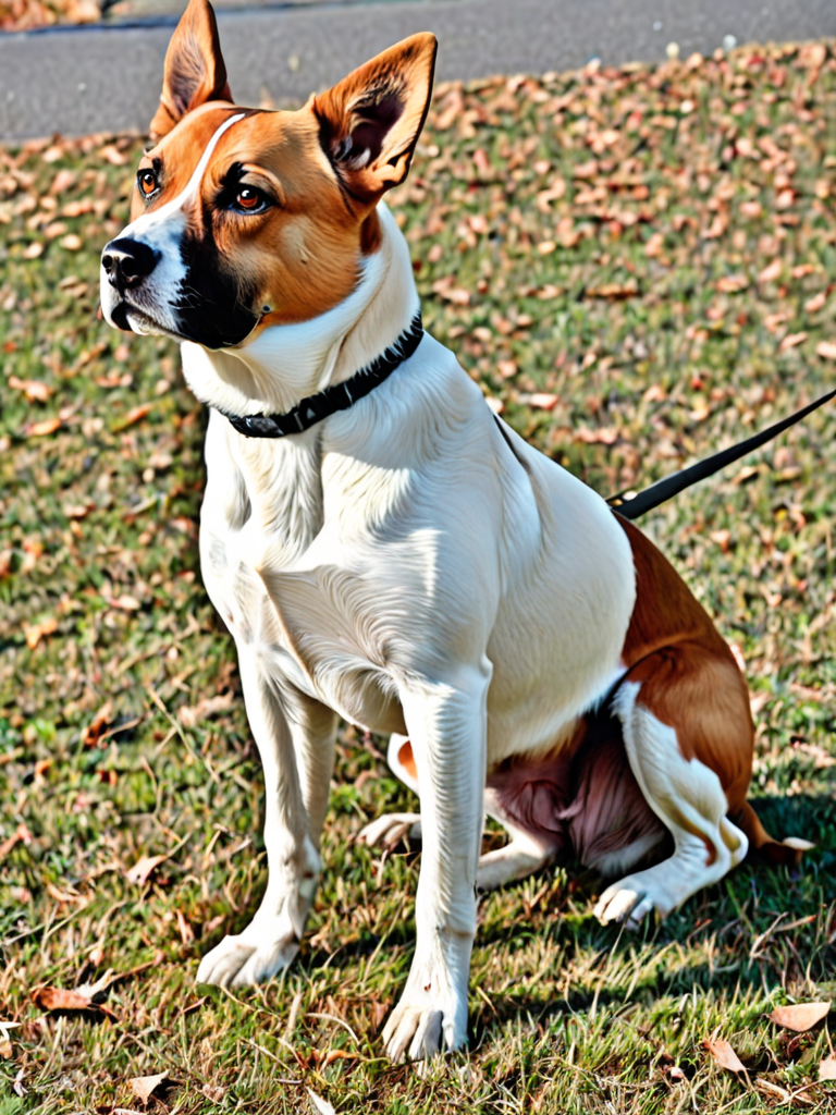 Generate a dog with a giant erect sheath