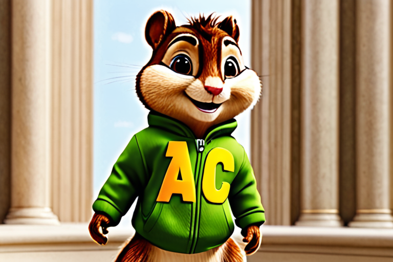 alvin seville the chipmunk in a fancy suit being rich