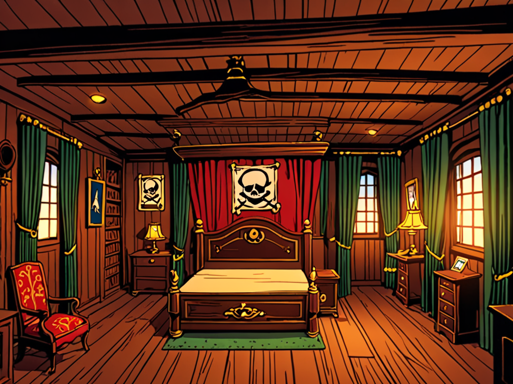 Interior of Captain Hook's state room on the pirate ship from the ...