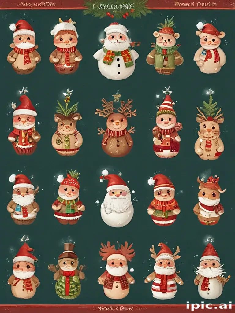 Charming Holiday Characters: Festive Snowmen, Santa, and Woodland ...