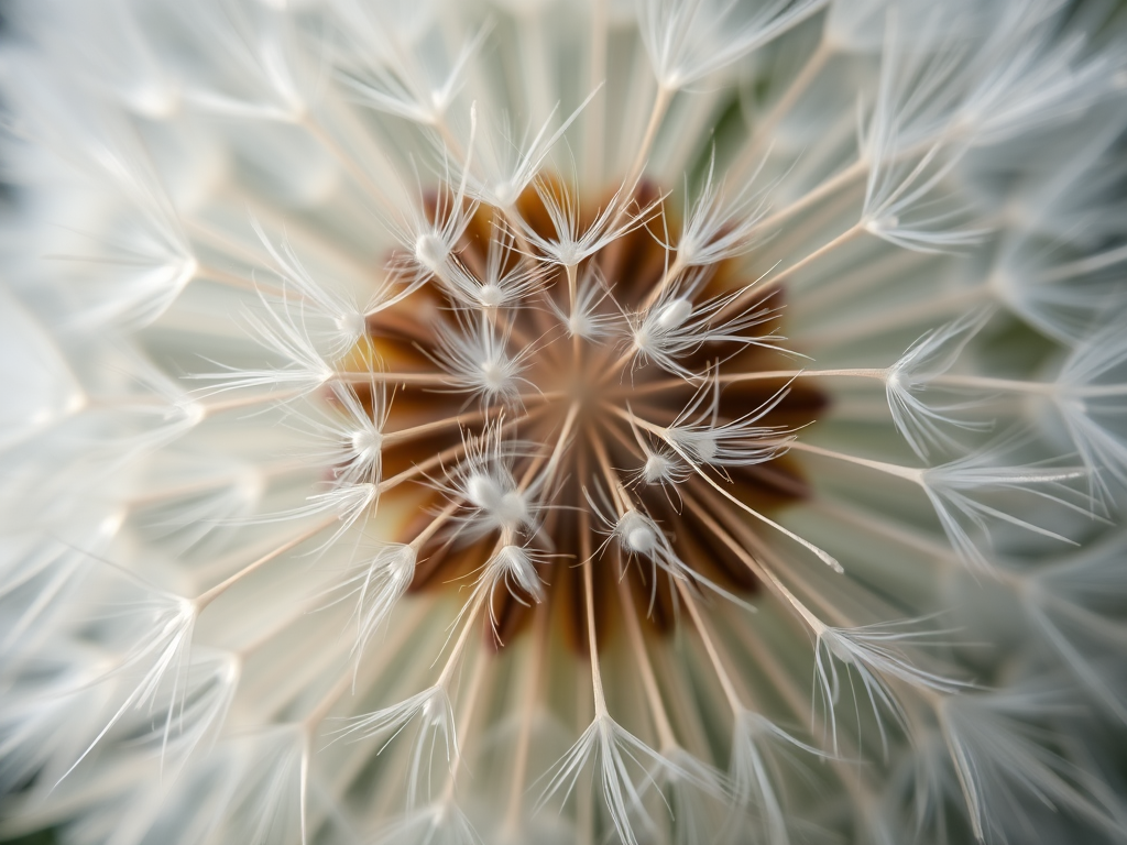 Delicate Close-Up of a Dandelion Seed Head in Natural Light