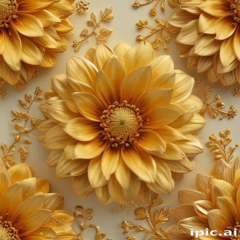 Beautiful Golden Floral Arrangement with Intricate Texture and Design ...