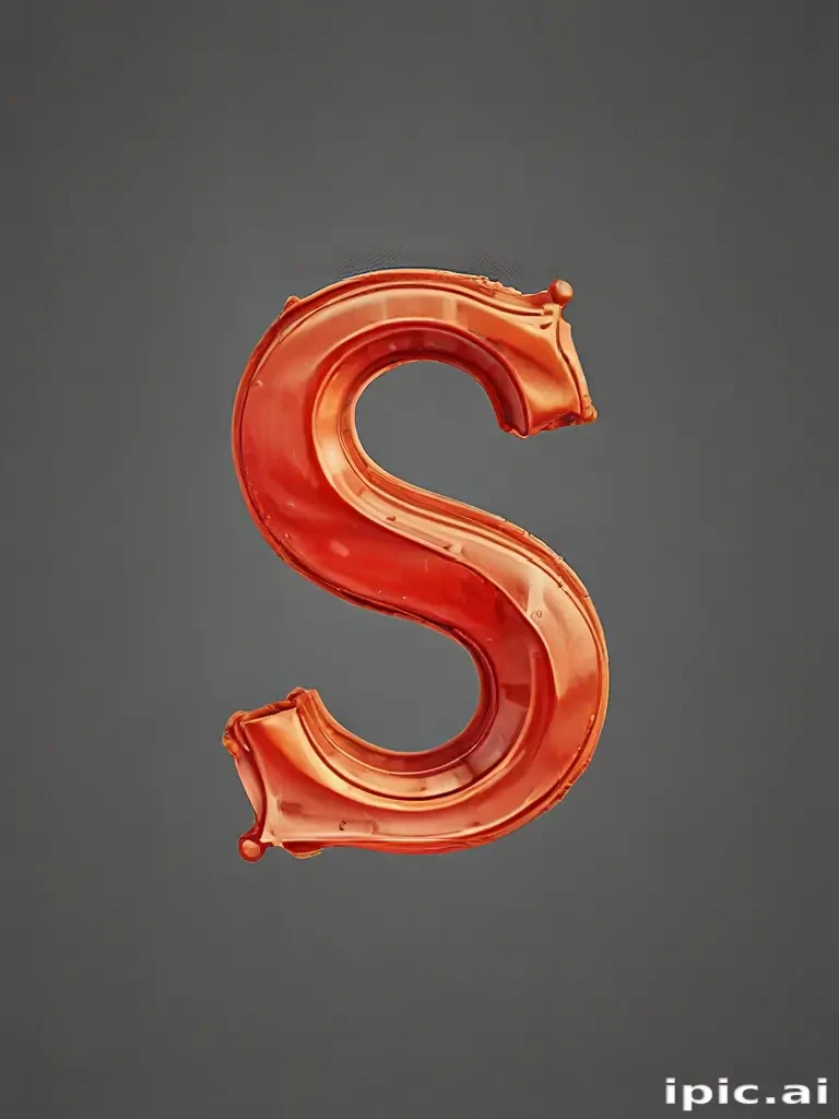 Shiny Orange Balloon Letter S Floating Against a Dark Background