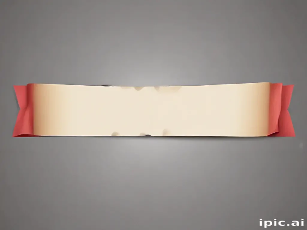 A Decorative Scroll Banner with Curled Edges on a Neutral Background.