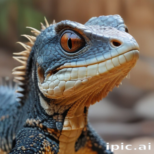 A Close-Up Portrait of a Colorful Lizard in Natural Habitat