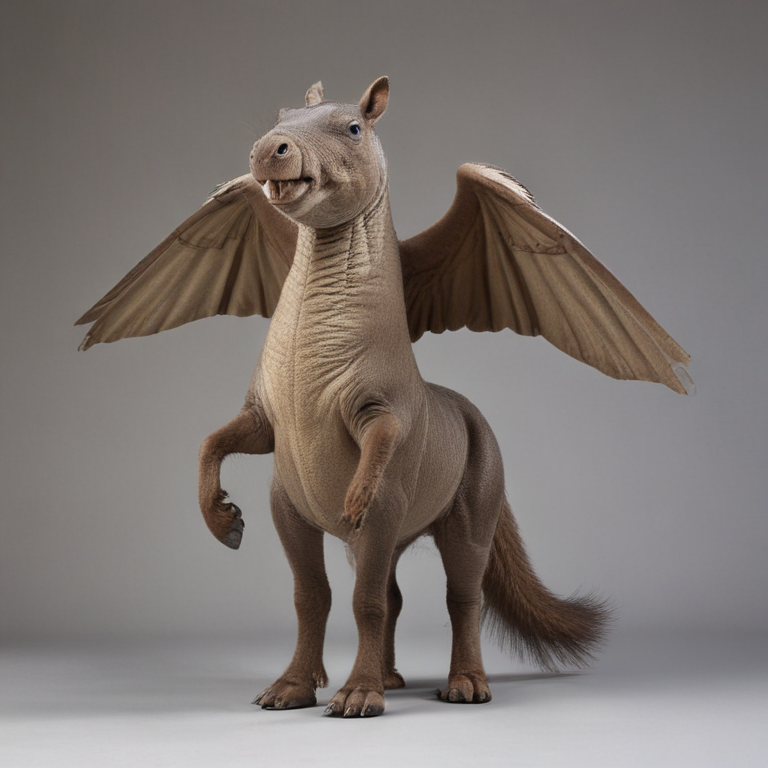 a fictitious animal, with the body and legs of a hippopotamus, the head ...