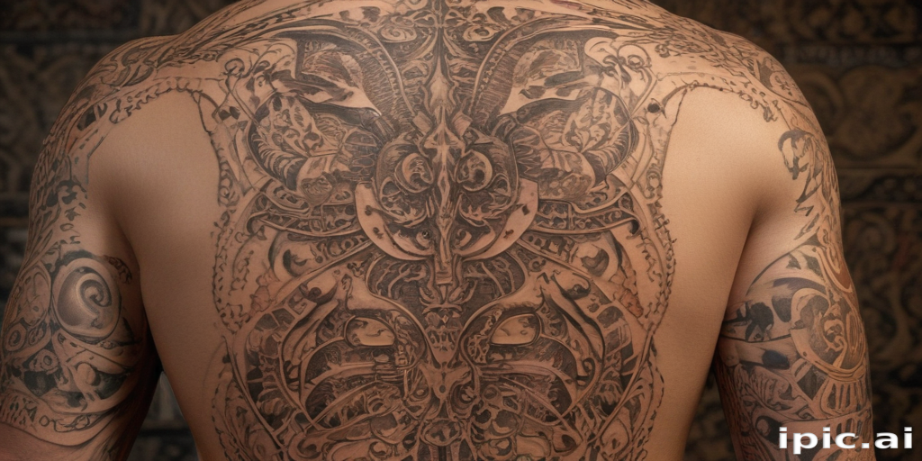 Intricate and Detailed Tattoo Design Covering the Entire Back of a Person