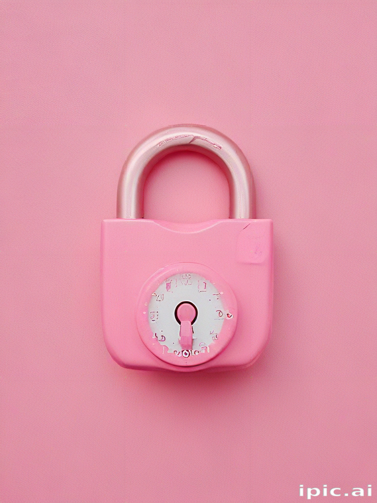 Stylish Pink Padlock on a Soft Pink Background for Security and Protection