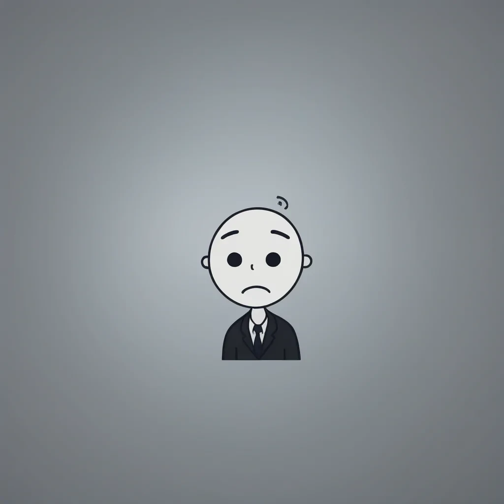 A Sad Cartoon Character in a Suit with a Concerned Expression