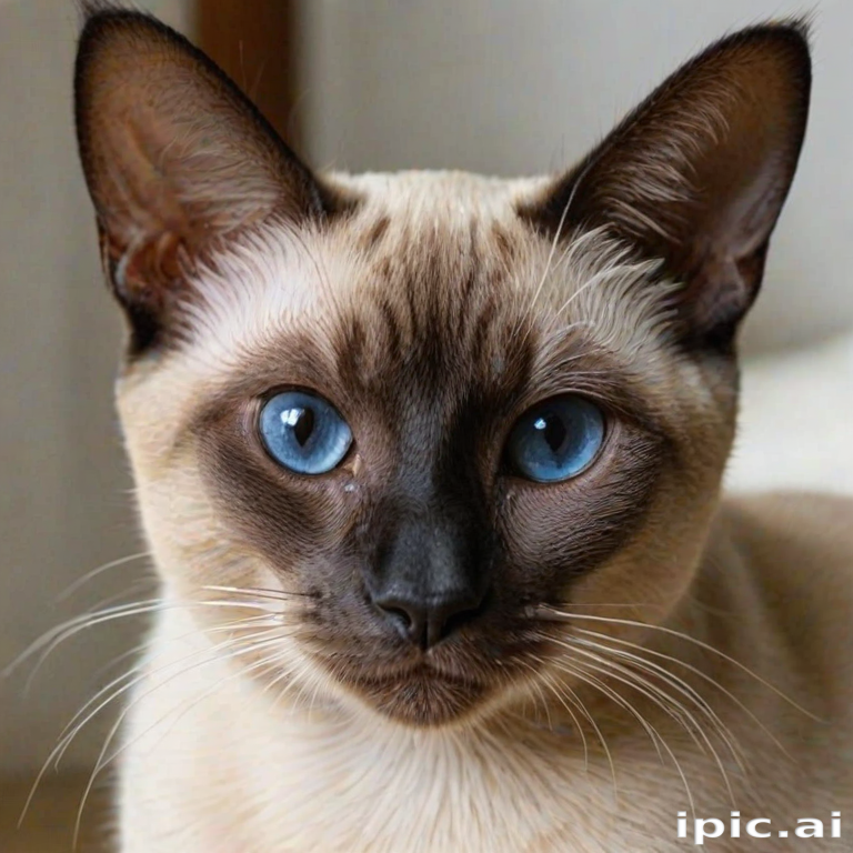 Charming Siamese Cat with Striking Blue Eyes and Unique Features