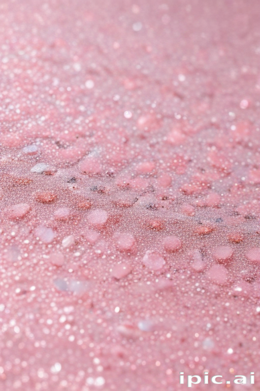 Delicate Pink Surface with Shimmering Droplets and Soft Textured Patterns