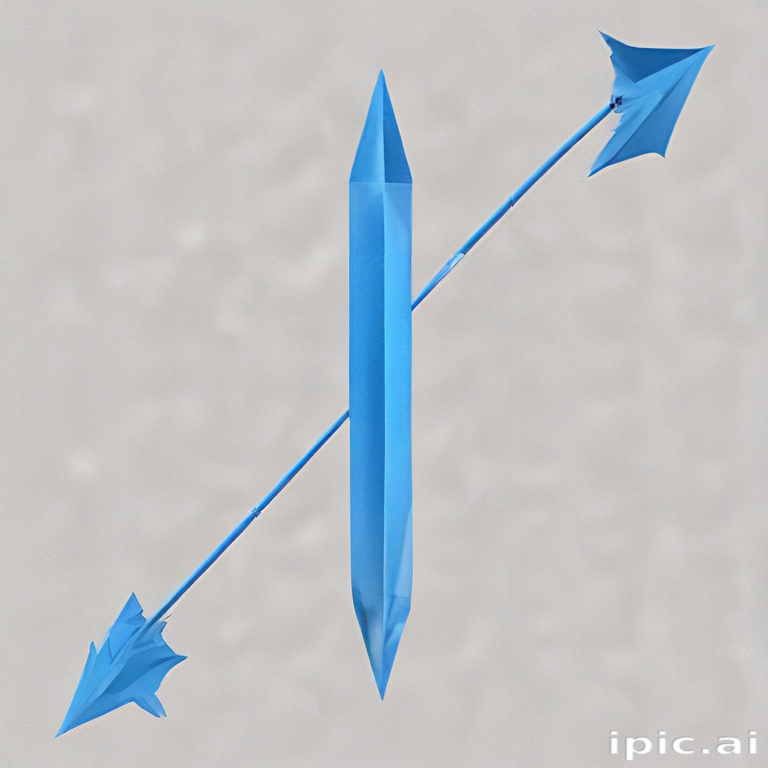 Artistic Representation of a Blue Arrow with Stylized Feathers and Shaft