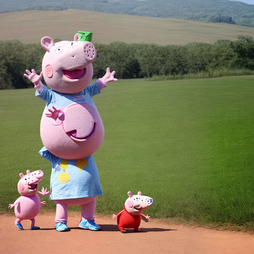 Peppa pig eating pork