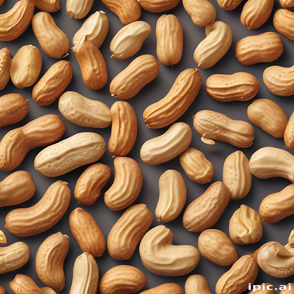 A Colorful Spread of Roasted Peanuts in Various Shapes and Sizes.