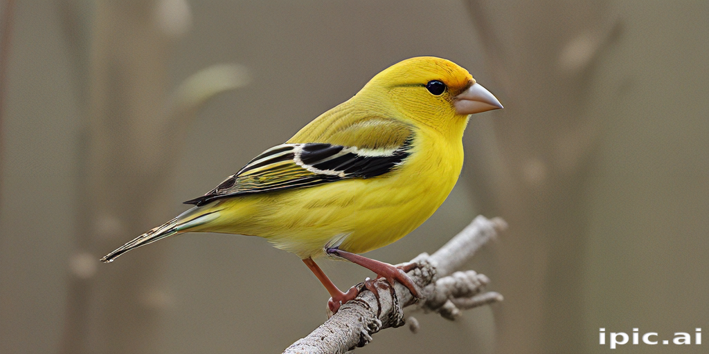 A Vibrant Yellow Bird Perched Gracefully on a Branch in Nature.