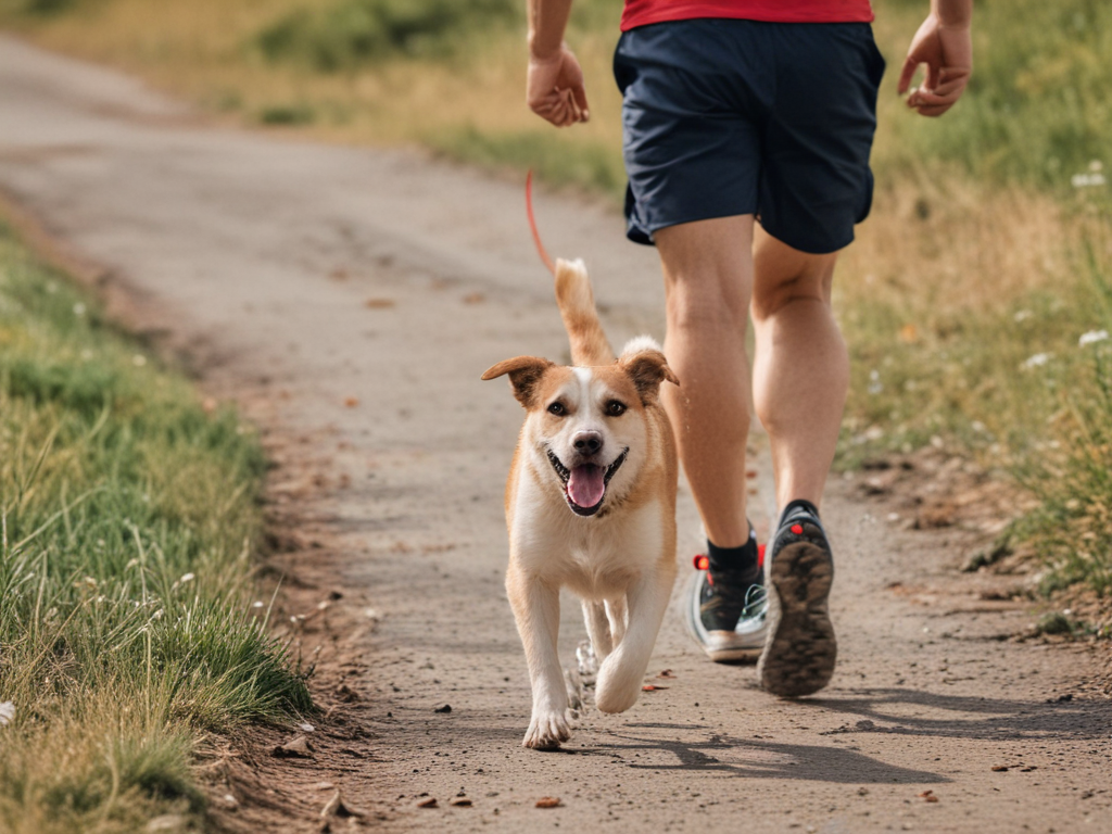 Running dog with man