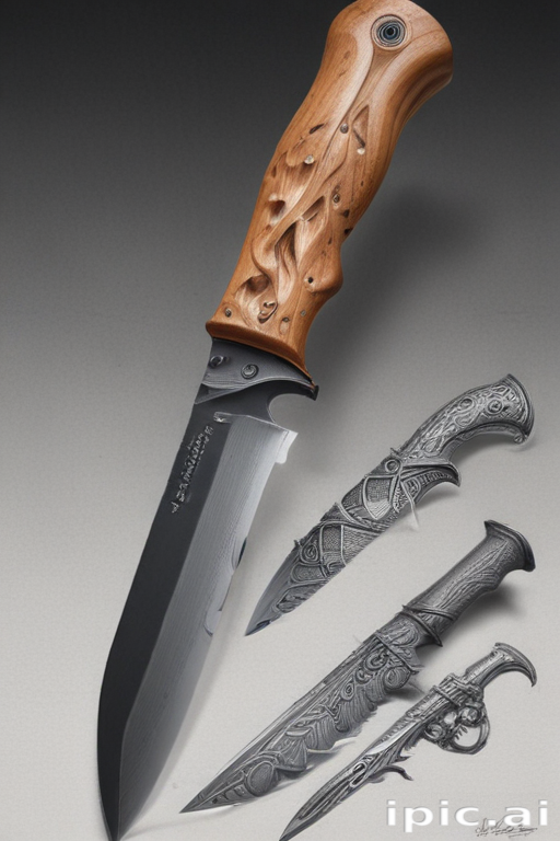 Artfully Designed Knives Showcasing Intricate Details and Unique Handles