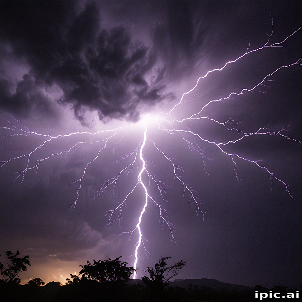 Spectacular Display of Nature's Power: Lightning Strikes Dramatically ...