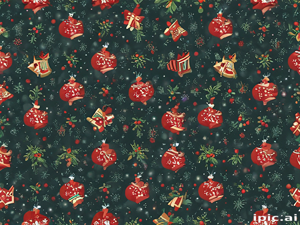 Festive Holiday Pattern Featuring Colorful Ornaments and Christmas ...