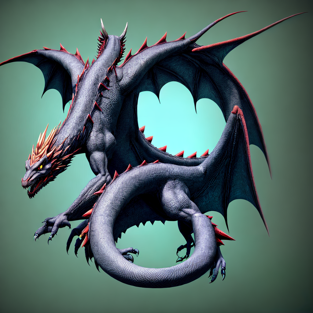 create an image of the back of a dragon with it's tail up high