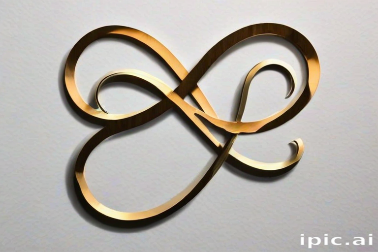 Elegant Golden Infinity Symbol Crafted with Intricate Curves and Swirls.