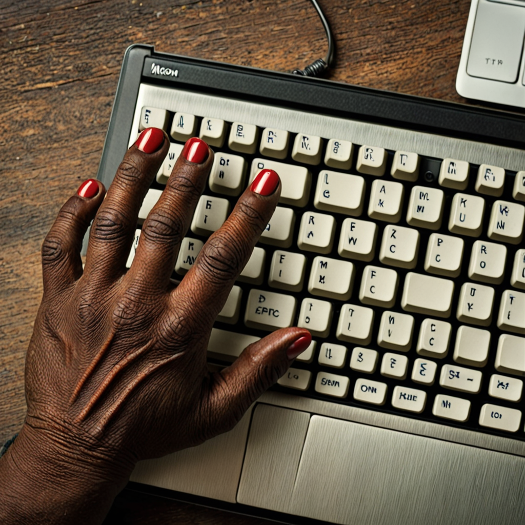 Monster hands typing on a type wtiter