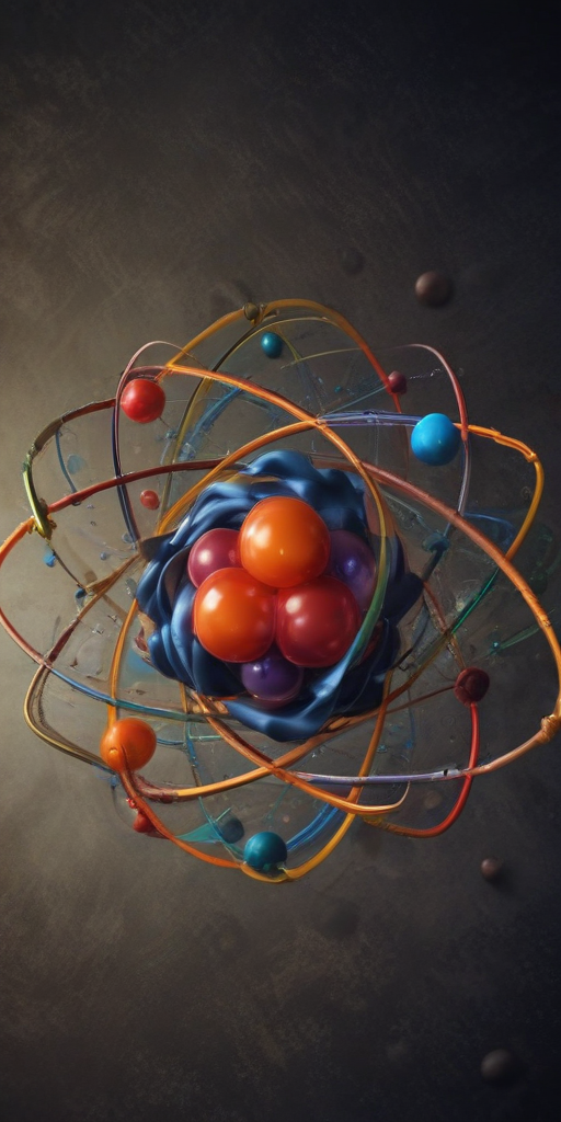 Colorful Representation of an Atom with Electrons Orbiting Around Nucleus
