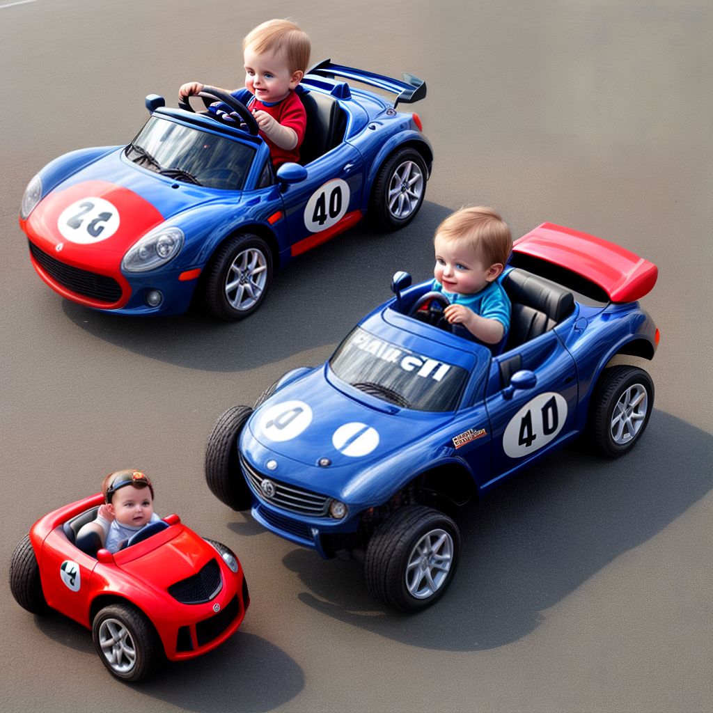 baby racing a car