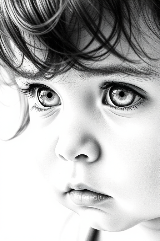 A Captivating Close-Up of a Child's Innocent and Expressive Face.