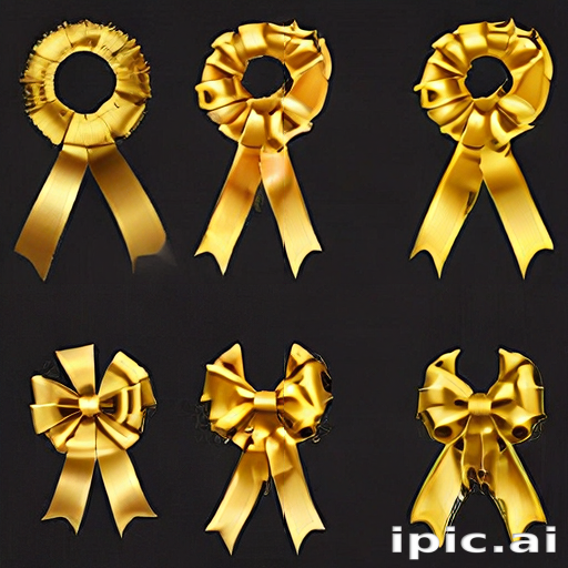 Elegant Collection of Shiny Gold Ribbons and Bows for Celebrations