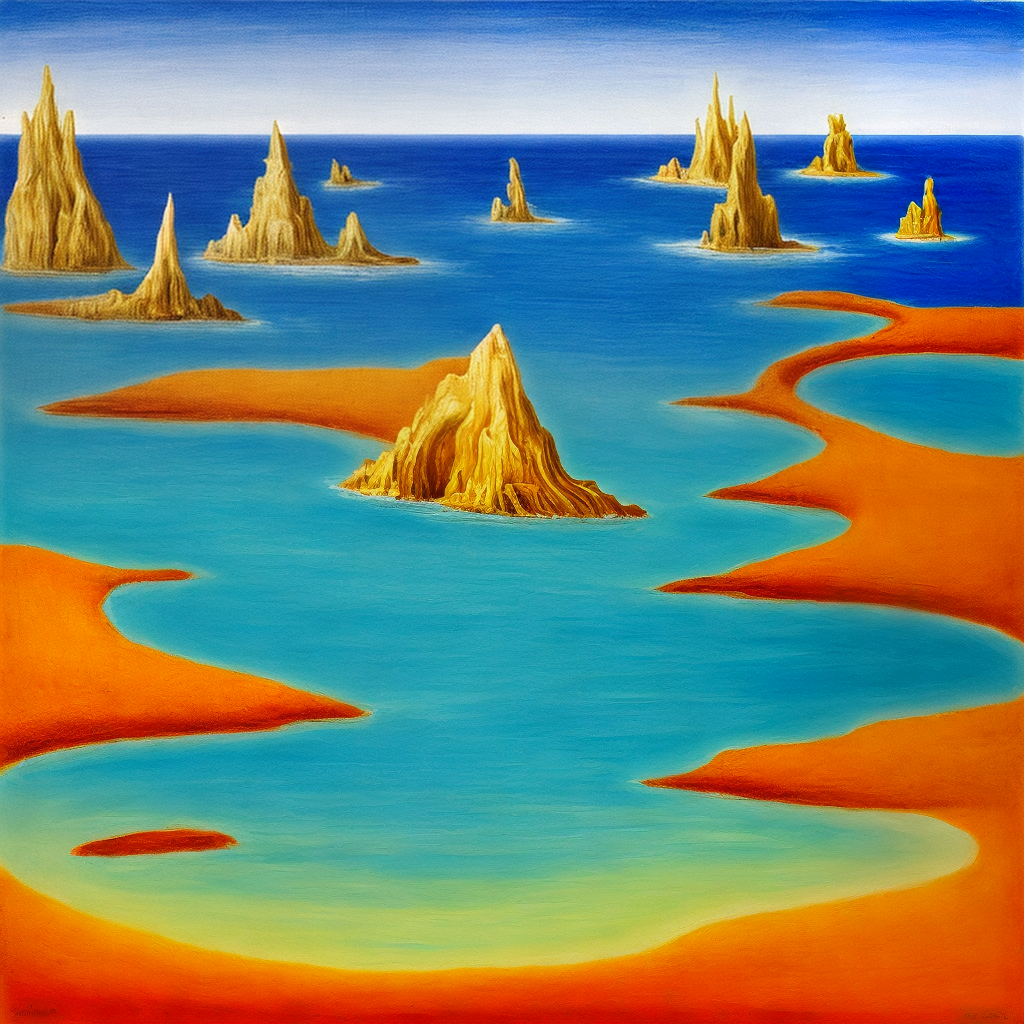 Enchanted Beach With Three Fluid Graces Salvador dali art,