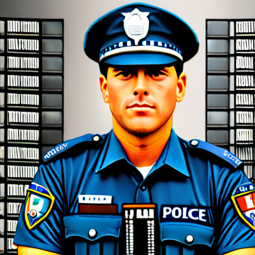 male police officer with social media background
