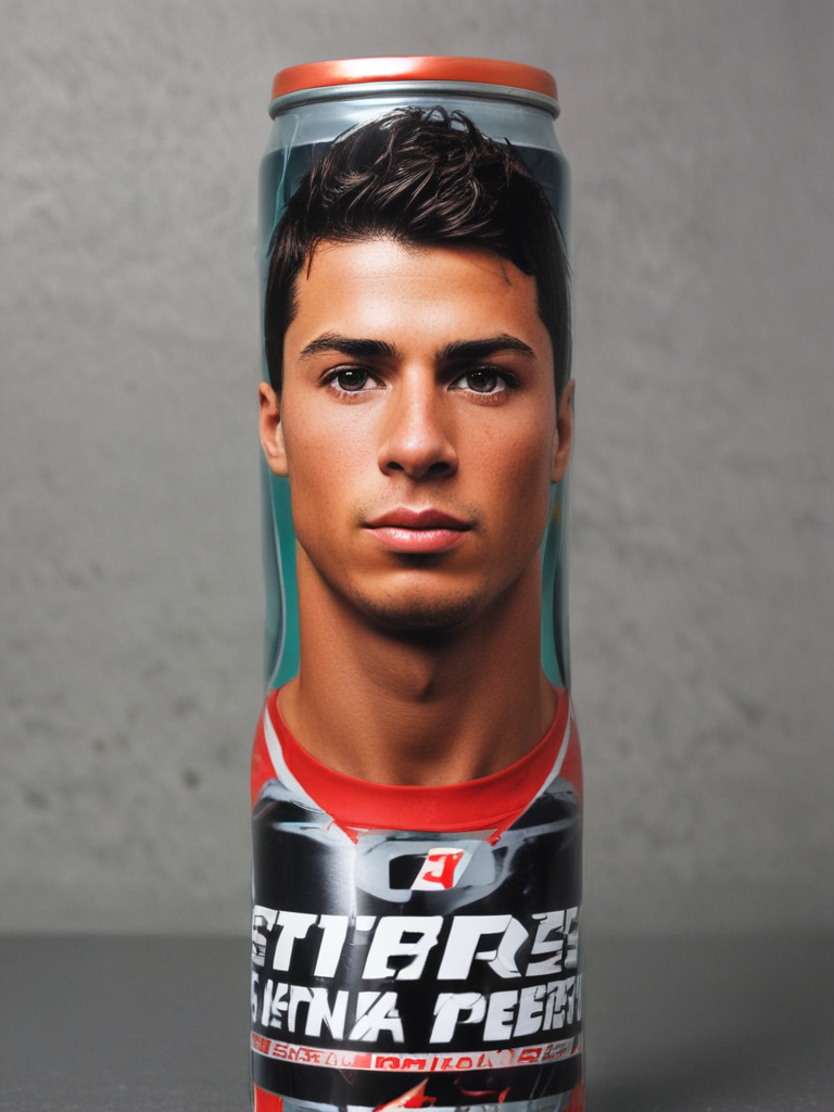 A energy drink bottle with cristiano ronaldo on it called strikers surge