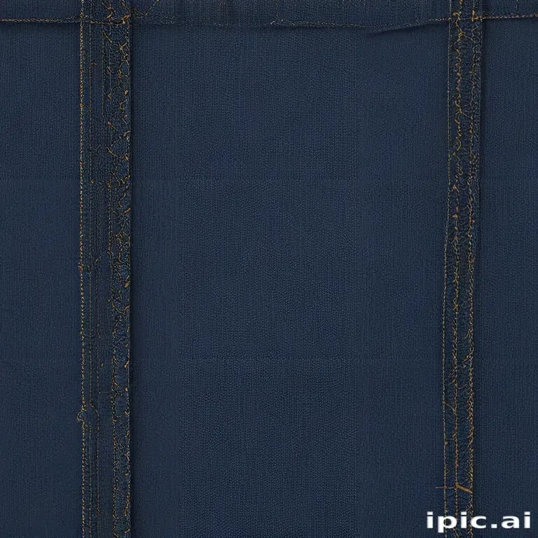 Close-Up View of Blue Fabric with Intricate Stitching and Texture Details