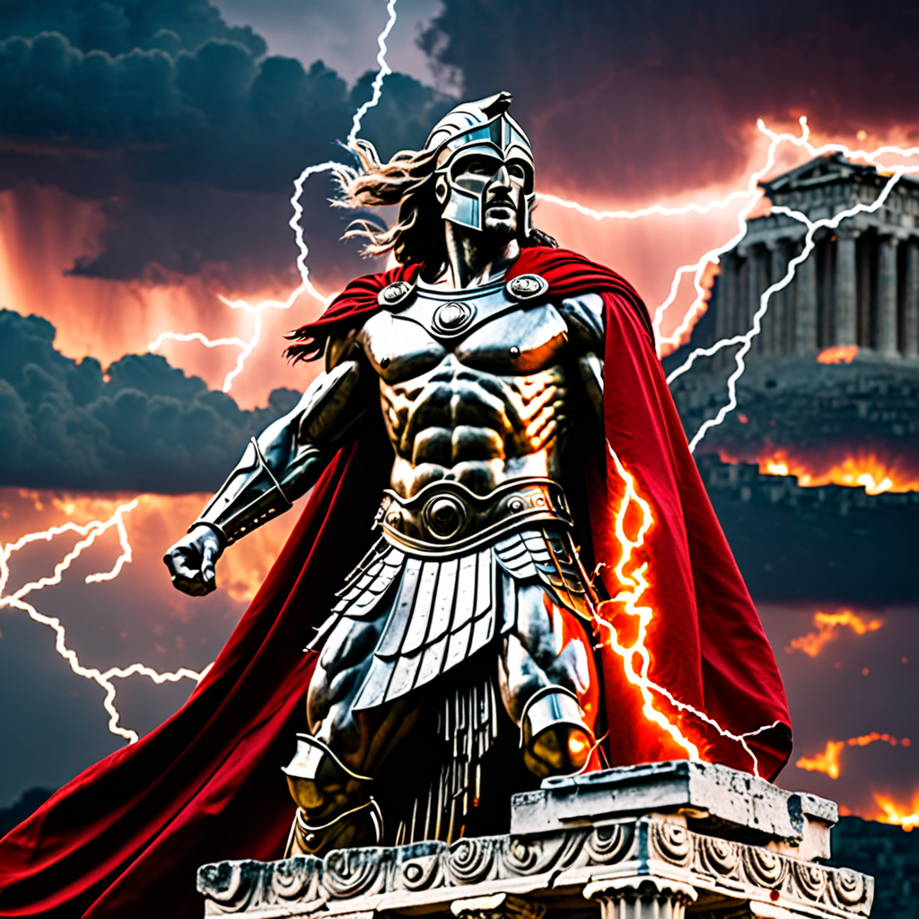 an ancient Spartan warrior with long hair with red cloak, in the style ...
