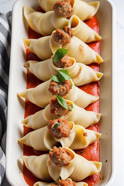 Deliciously Stuffed Pasta Shells with Savory Meatballs and Fresh Basil ...