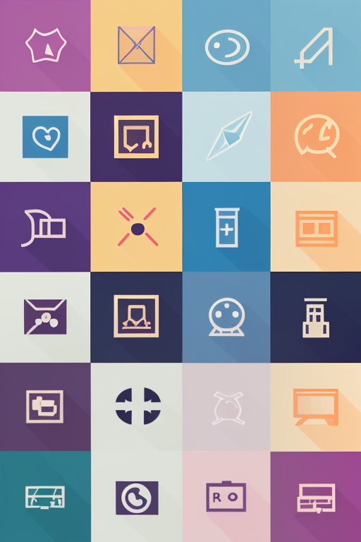 Colorful Grid of Minimalist Icons Representing Various Digital ...