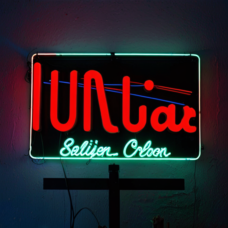 jintai is name on a neon sign surreal art