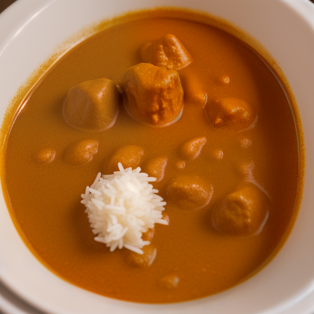 A Delicious Bowl of Rich Curry Sauce with Tender Meat and Rice.