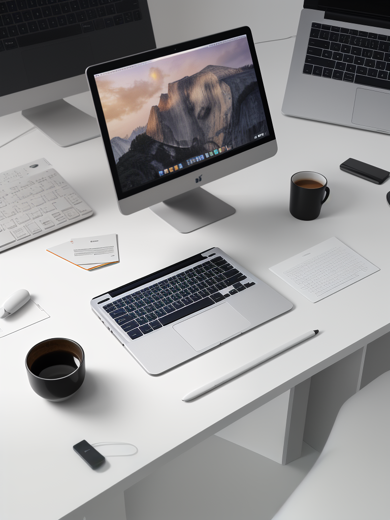 Modern Workspace Setup Featuring Laptops, Coffee, and Minimalist Design ...