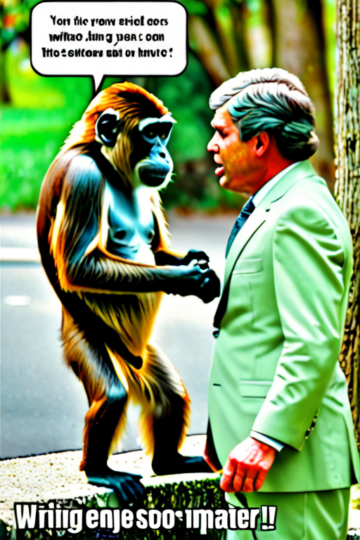 monkey and black guy arguing who is smarter