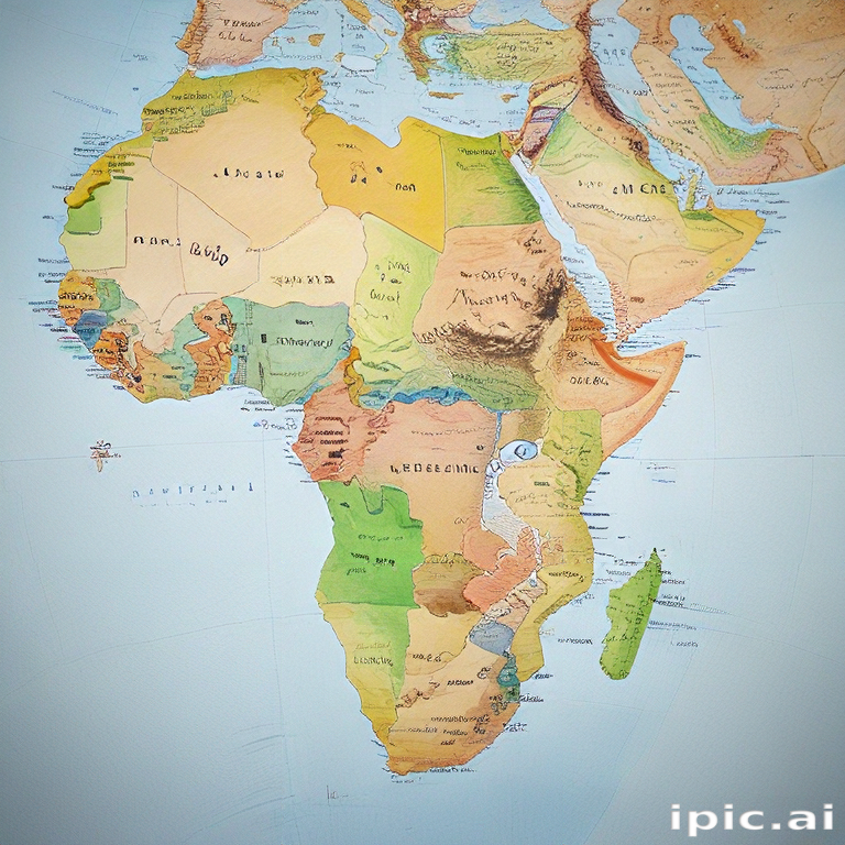 Colorful Political Map of Africa Highlighting Countries and Major Regions