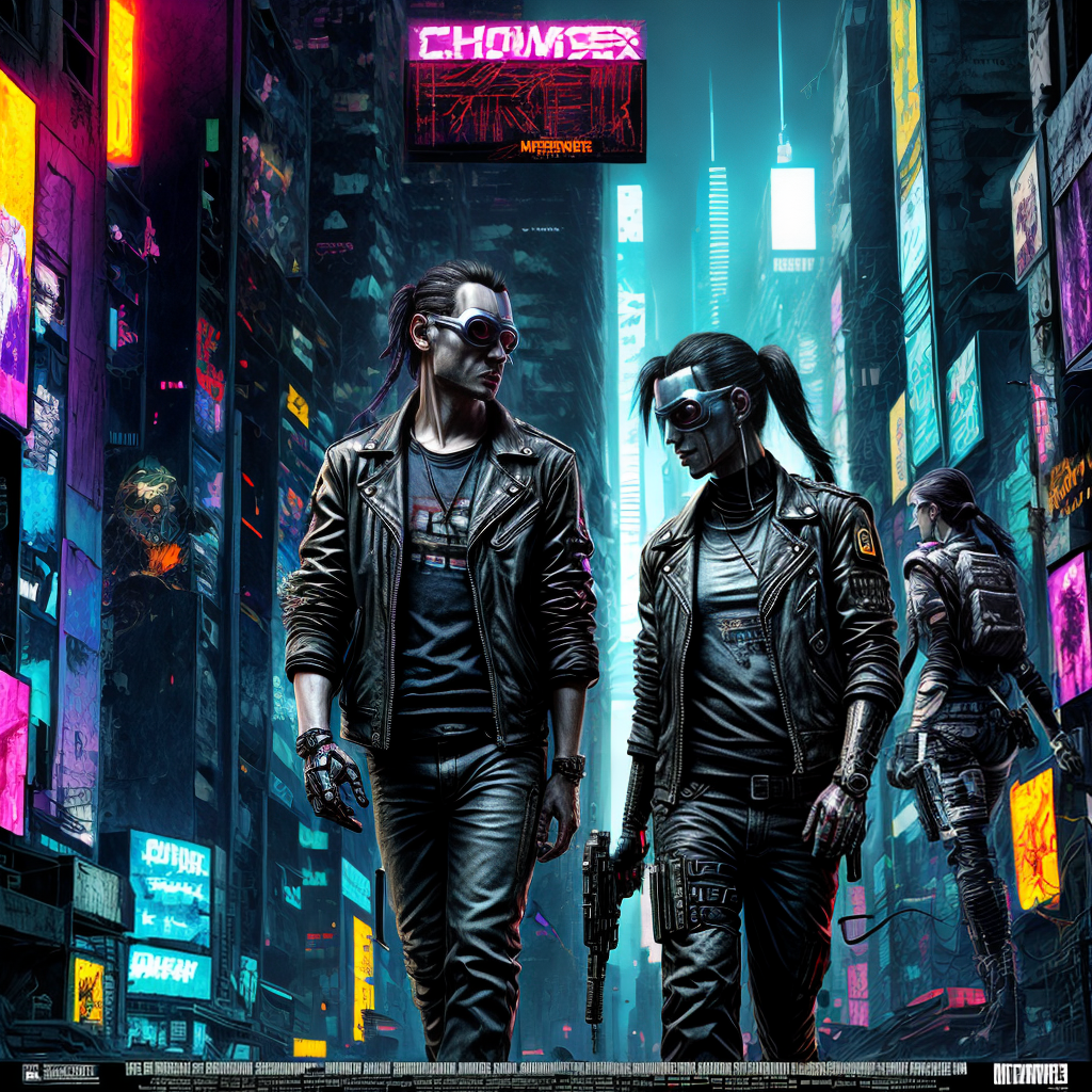 Chrome cyberpunk art movie poster