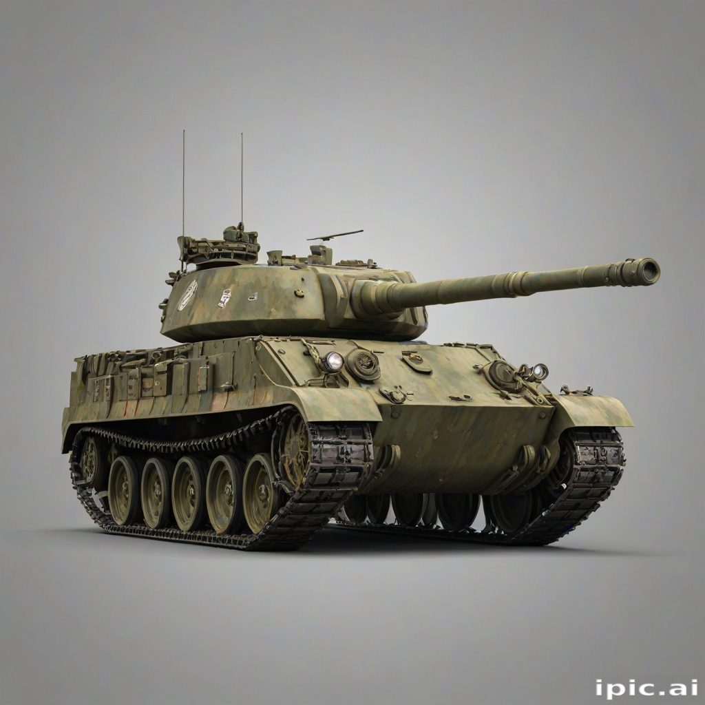 A Detailed View of a Classic Military Tank in Camouflage Design
