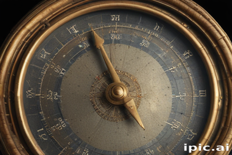 An Antique Compass Displaying Intricate Details of Time and Direction