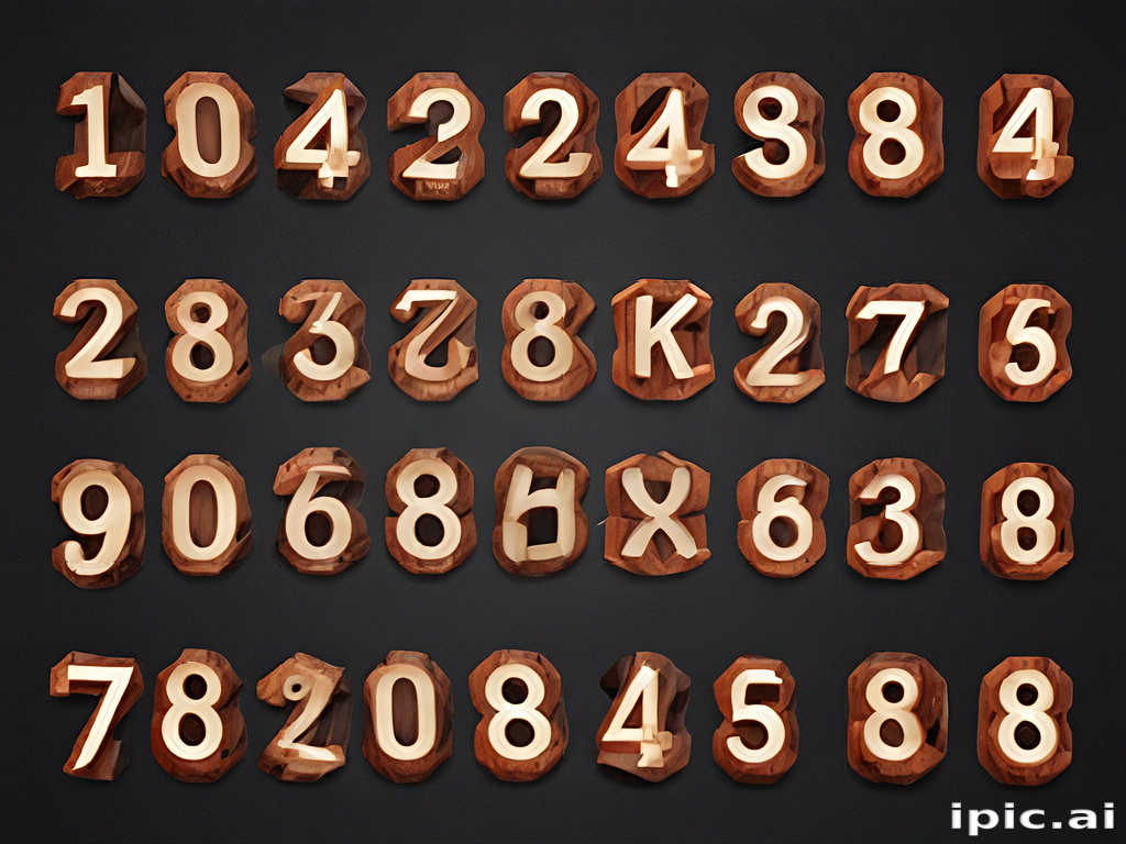 Artistic Display of Wooden Numbers Organized in a Creative Layout