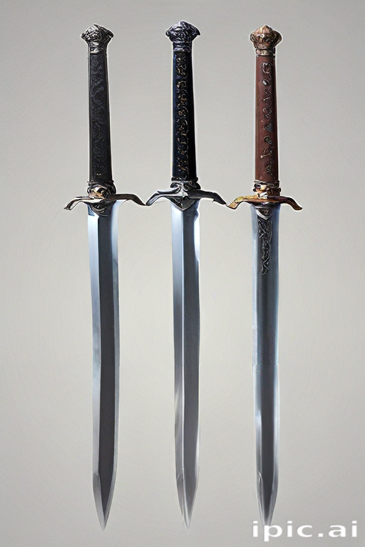Three Distinctively Designed Swords Displaying Unique Blades and ...
